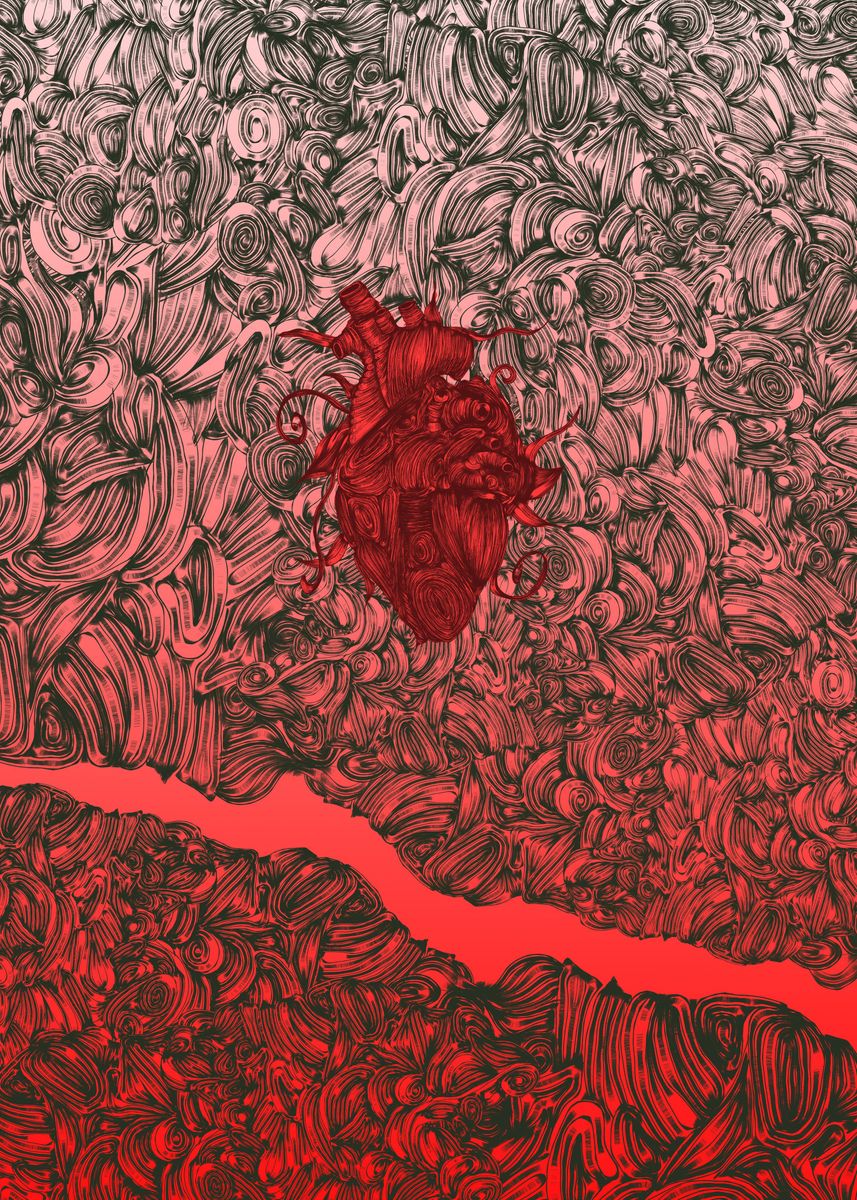 'Heart' Poster, picture, metal print, paint by Fake Face | Displate