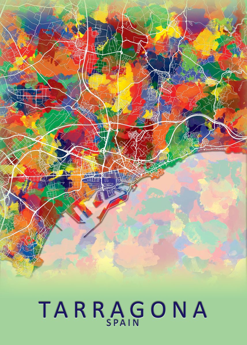 'Tarragona Spain City Map' Poster, picture, metal print, paint by City ...