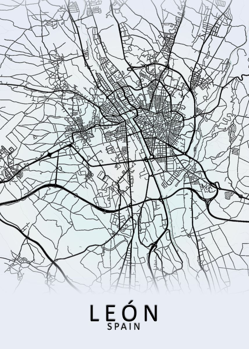 'Leon Spain City Map' Poster, picture, metal print, paint by City Map ...
