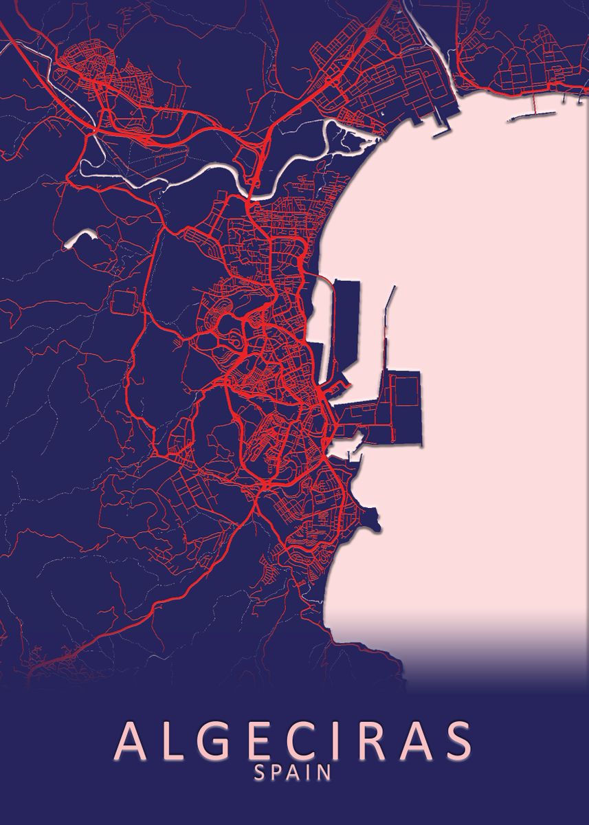 'Algeciras Spain City Map' Poster by City Map Art Prints | Displate