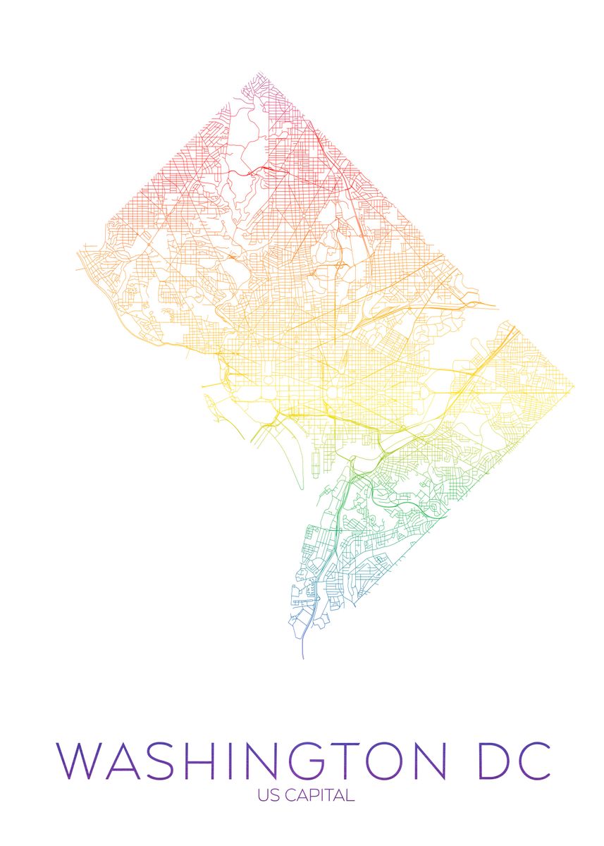 'Washington DC Map' Poster, picture, metal print, paint by Rebekah ...