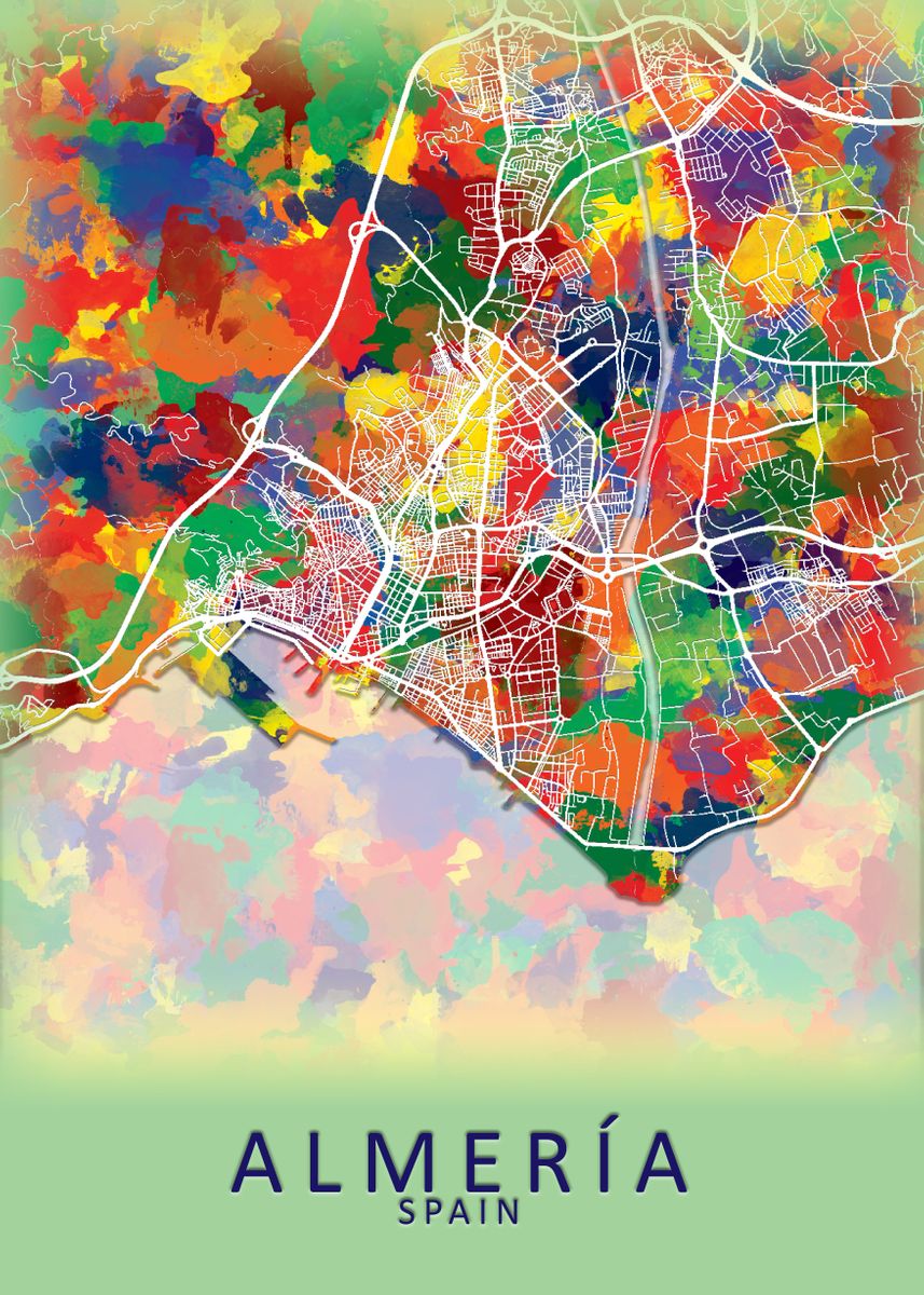 'Almeria Spain City Map' Poster, picture, metal print, paint by City ...