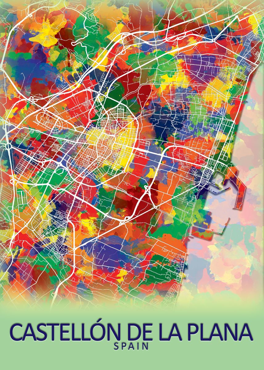'Castellon Spain City Map' Poster, picture, metal print, paint by City ...