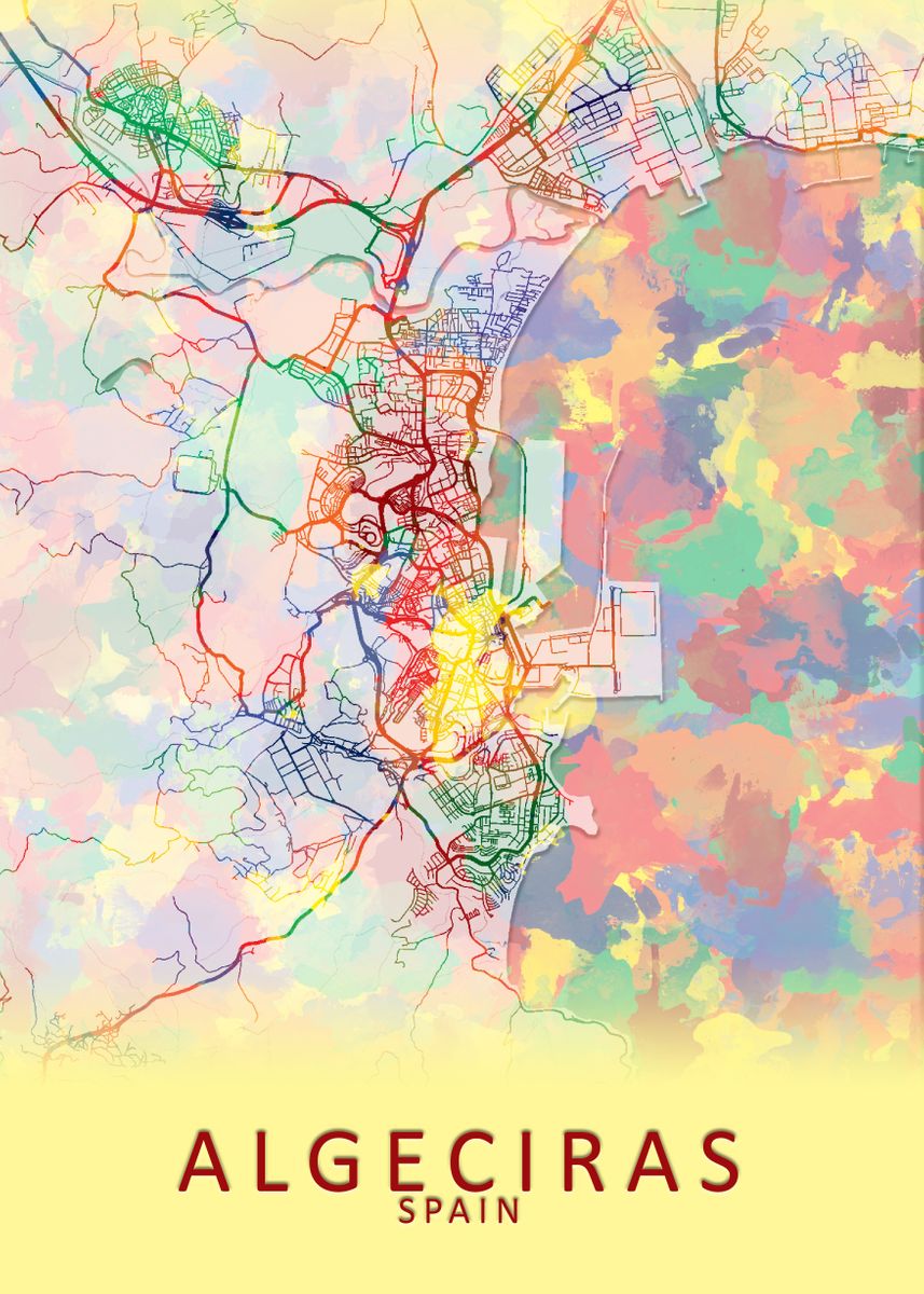 'Algeciras Spain City Map' Poster, picture, metal print, paint by City ...
