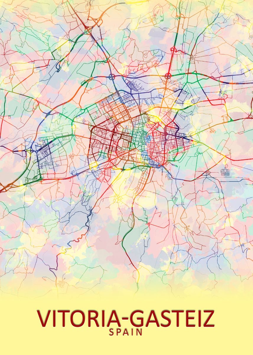 'Vitoria Gasteiz Spain Map' Poster, picture, metal print, paint by City ...