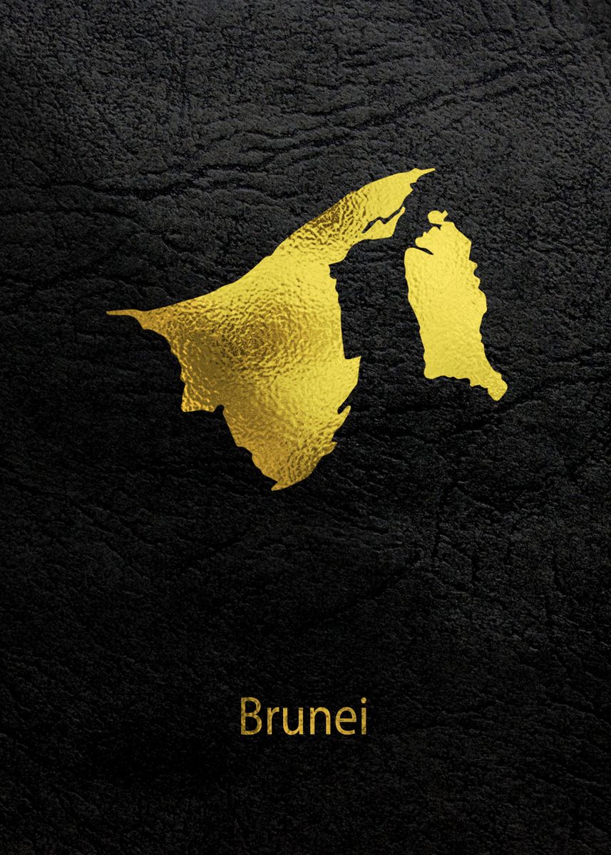 'Golden Map Art Brunei' Poster, picture, metal print, paint by Waleed ...