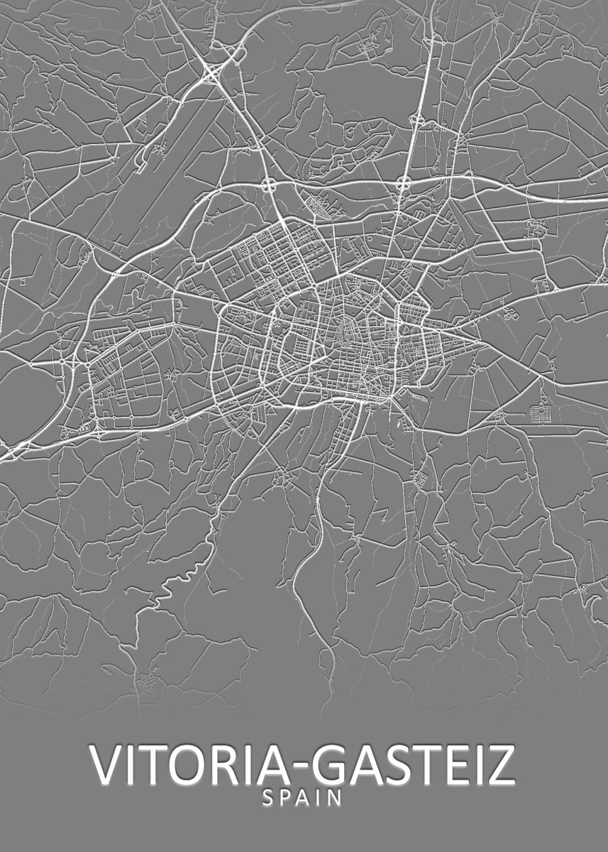 'Vitoria Gasteiz Spain Map' Poster, picture, metal print, paint by City ...
