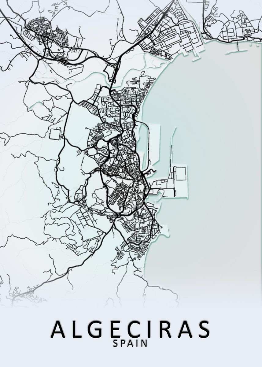 'Algeciras Spain City Map' Poster, picture, metal print, paint by City ...