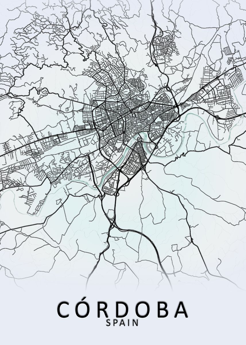 'Cordoba Spain City Map' Poster, picture, metal print, paint by City ...