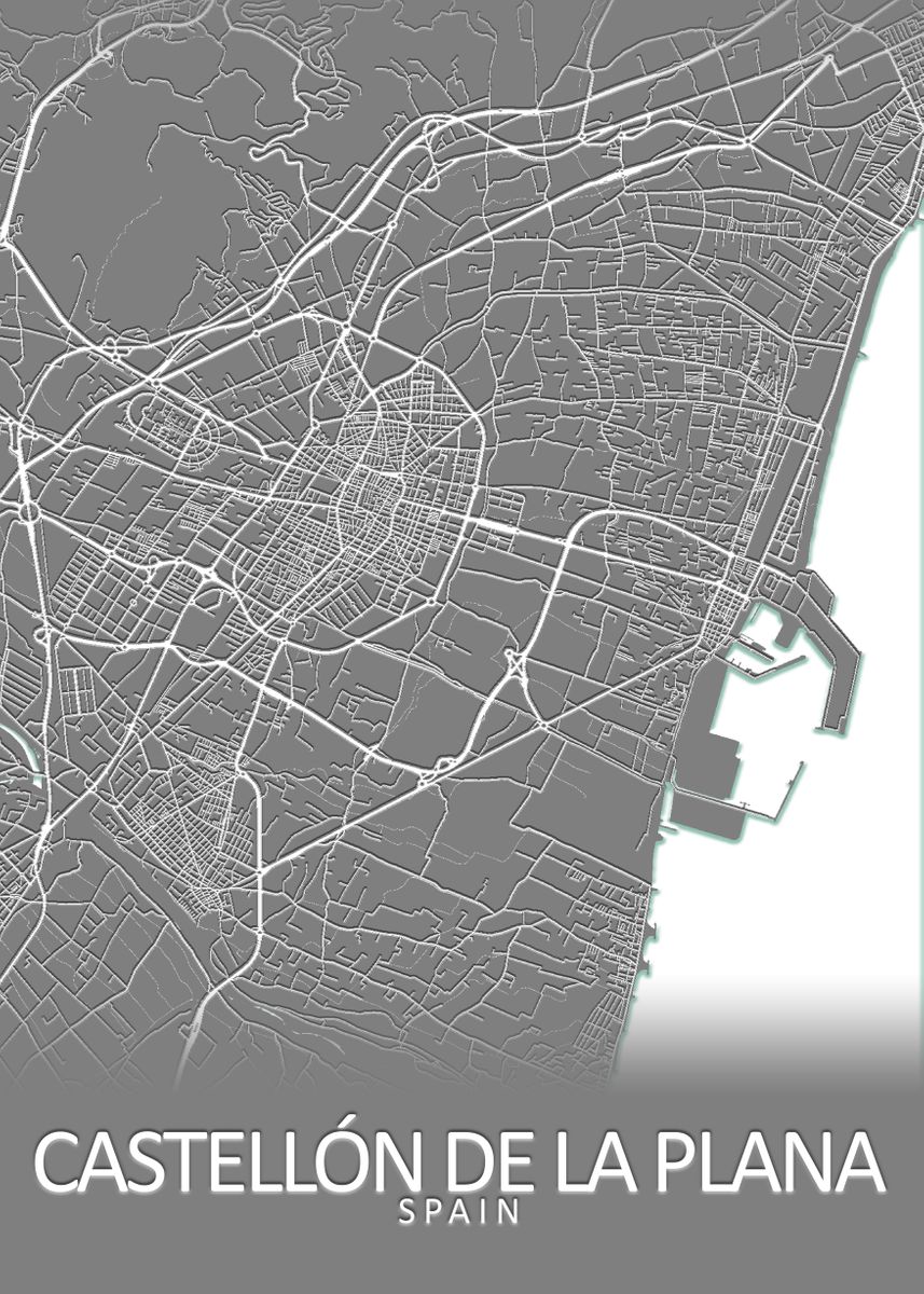 'Castellon Spain City Map' Poster, picture, metal print, paint by City ...