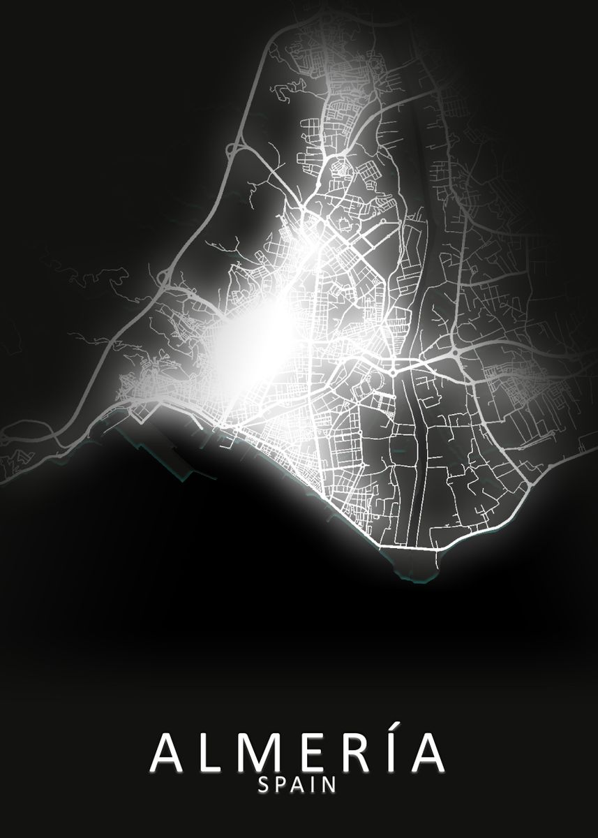 'Almeria Spain City Map' Poster, picture, metal print, paint by City ...