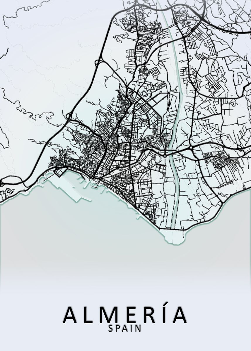 'Almeria Spain City Map' Poster, picture, metal print, paint by City ...