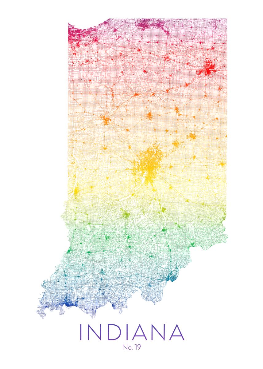 'Indiana State Map' Poster, picture, metal print, paint by Rebekah ...