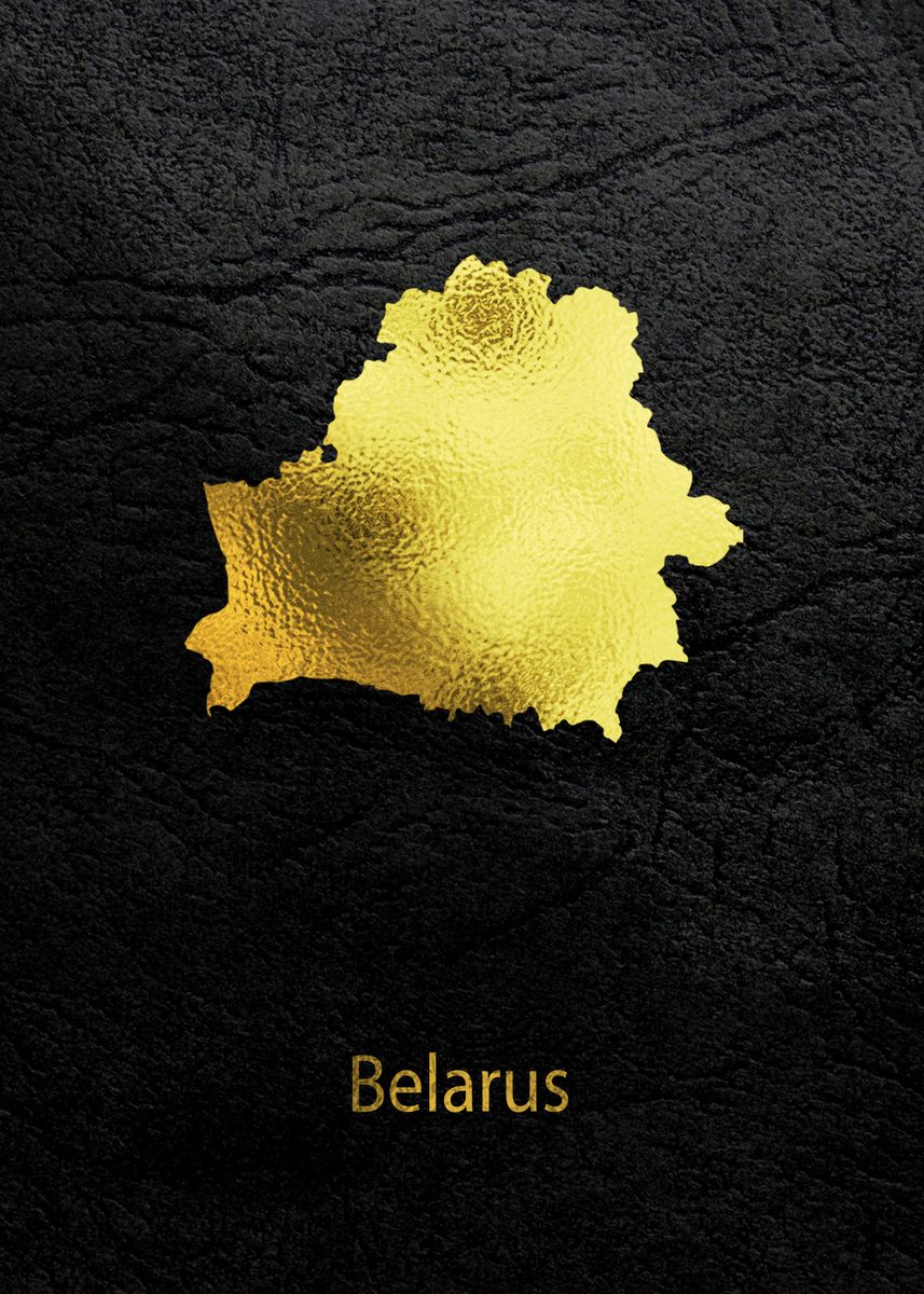 'Golden Map Art Belarus' Poster, picture, metal print, paint by Waleed ...
