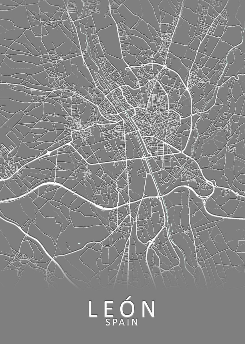 'Leon Spain City Map' Poster, picture, metal print, paint by City Map ...