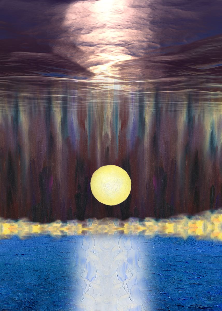 'Underwater Moon Night' Poster, picture, metal print, paint by Victor ...