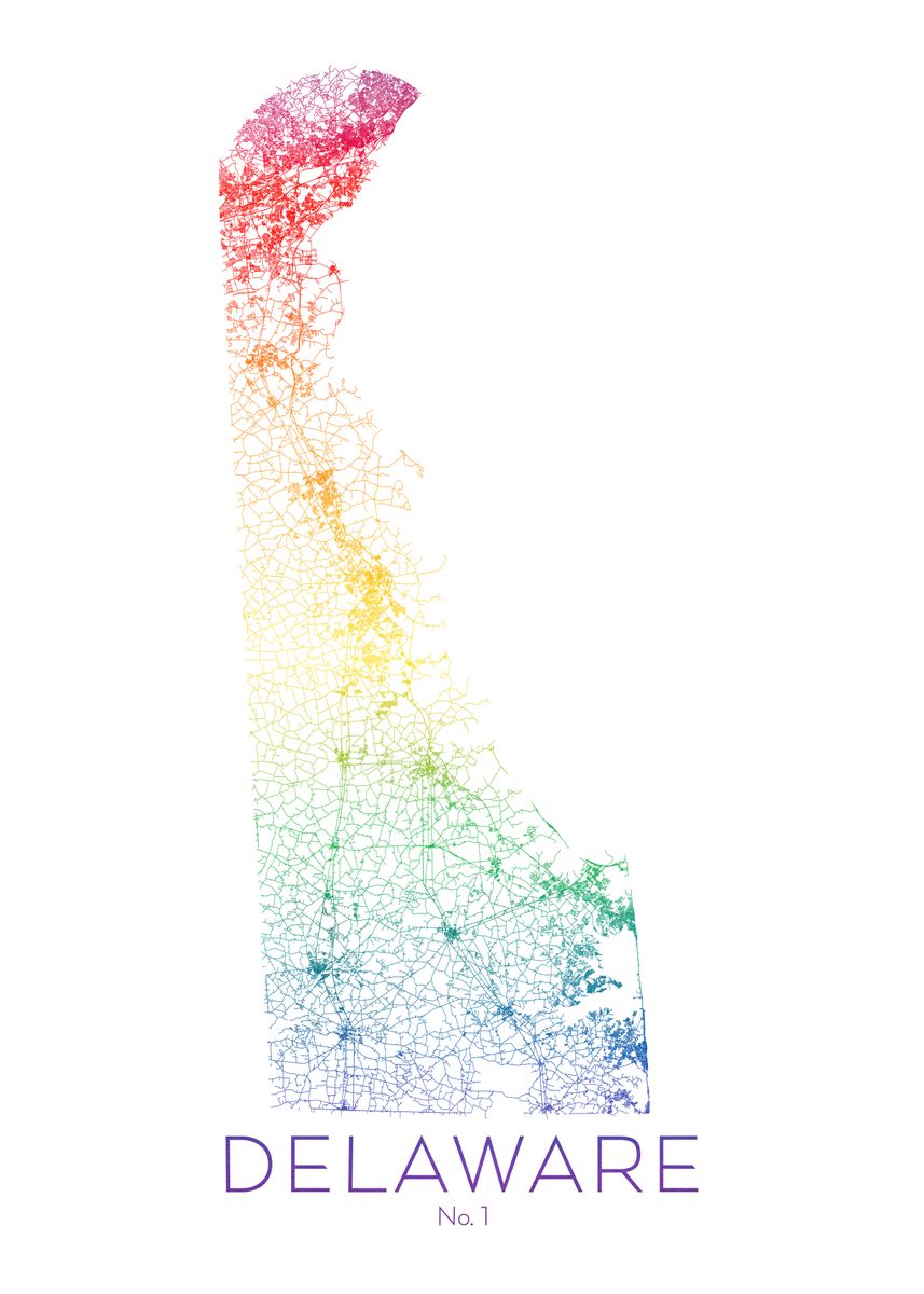 'Delaware State Map' Poster, picture, metal print, paint by Rebekah ...