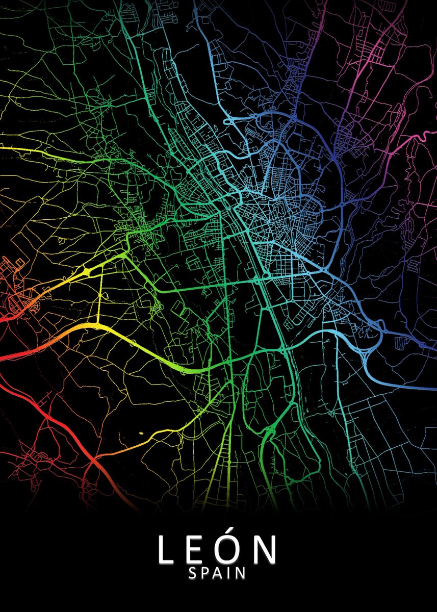 'Leon Spain City Map' Poster, picture, metal print, paint by City Map ...