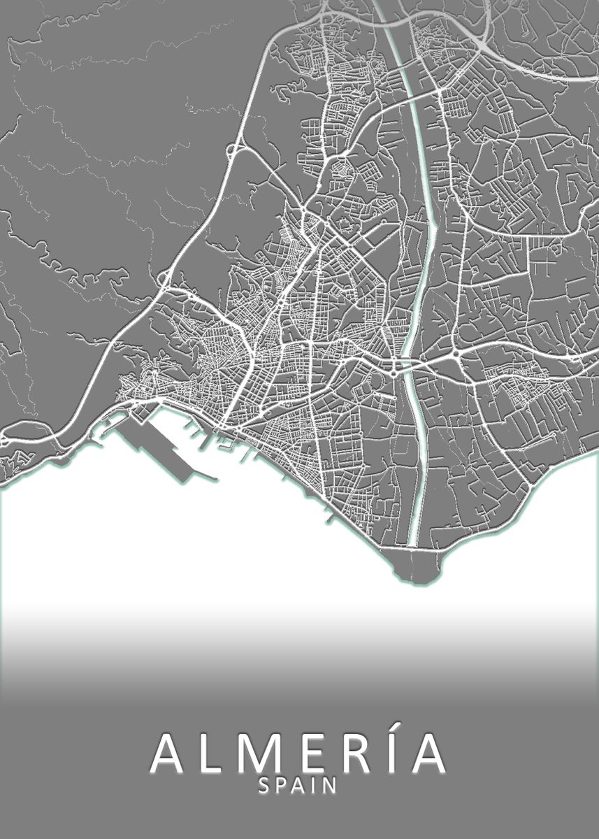 'Almeria Spain City Map' Poster, picture, metal print, paint by City ...