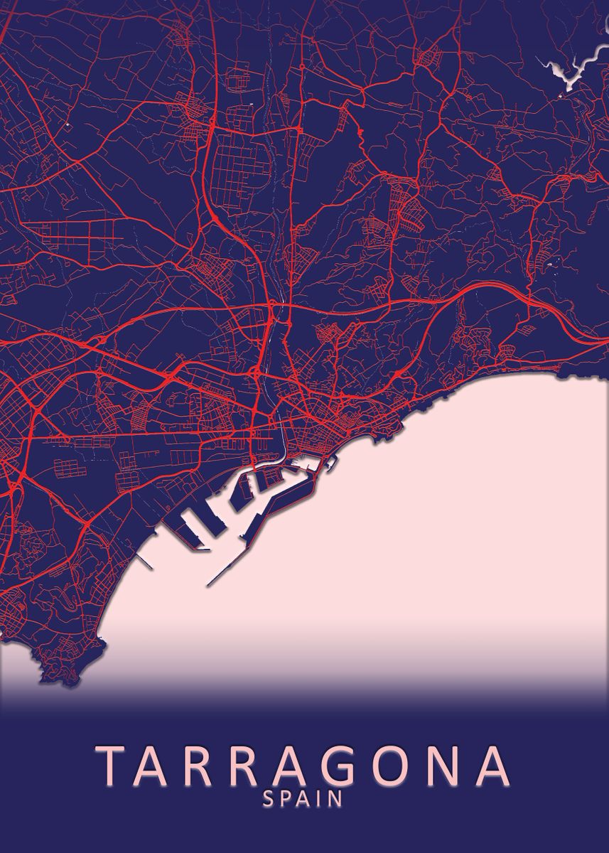 'Tarragona Spain City Map' Poster by City Map Art Prints | Displate