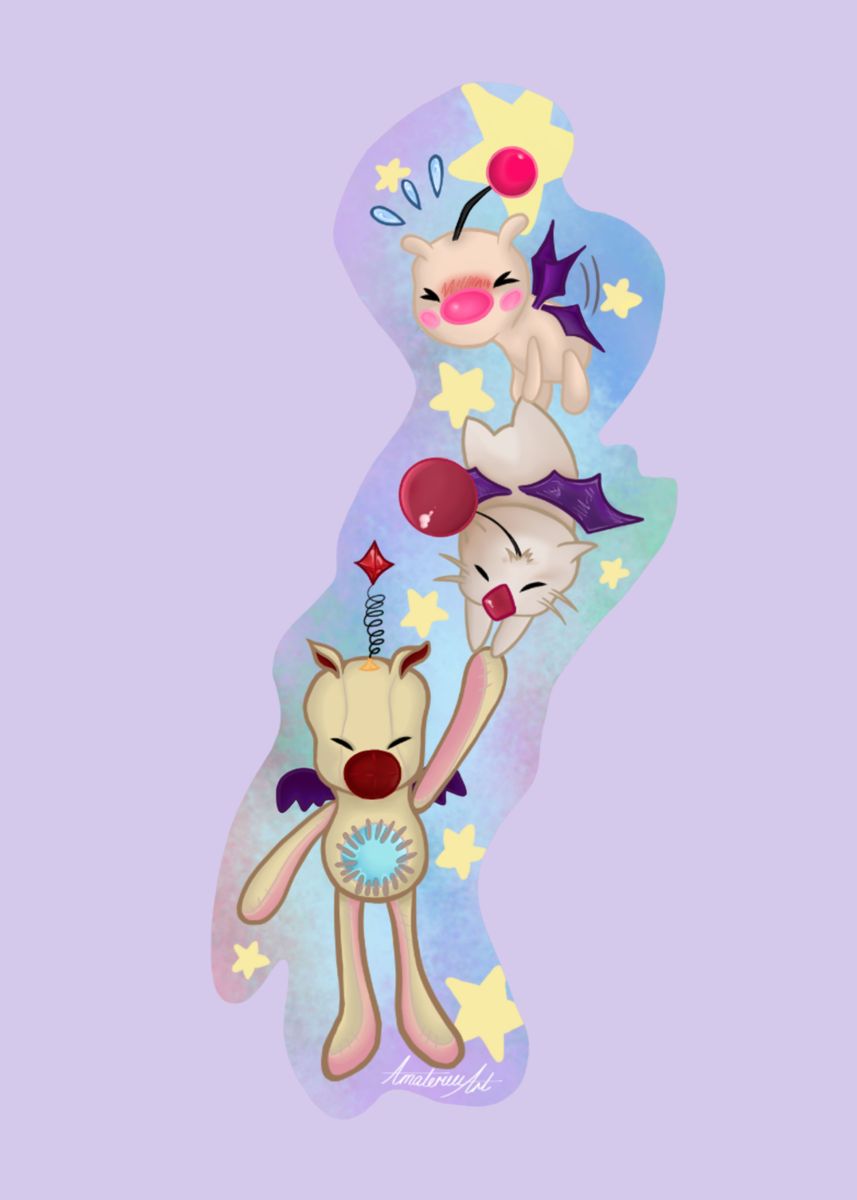 'Final Fantasy Moogles' Poster, picture, metal print, paint by Rin ...