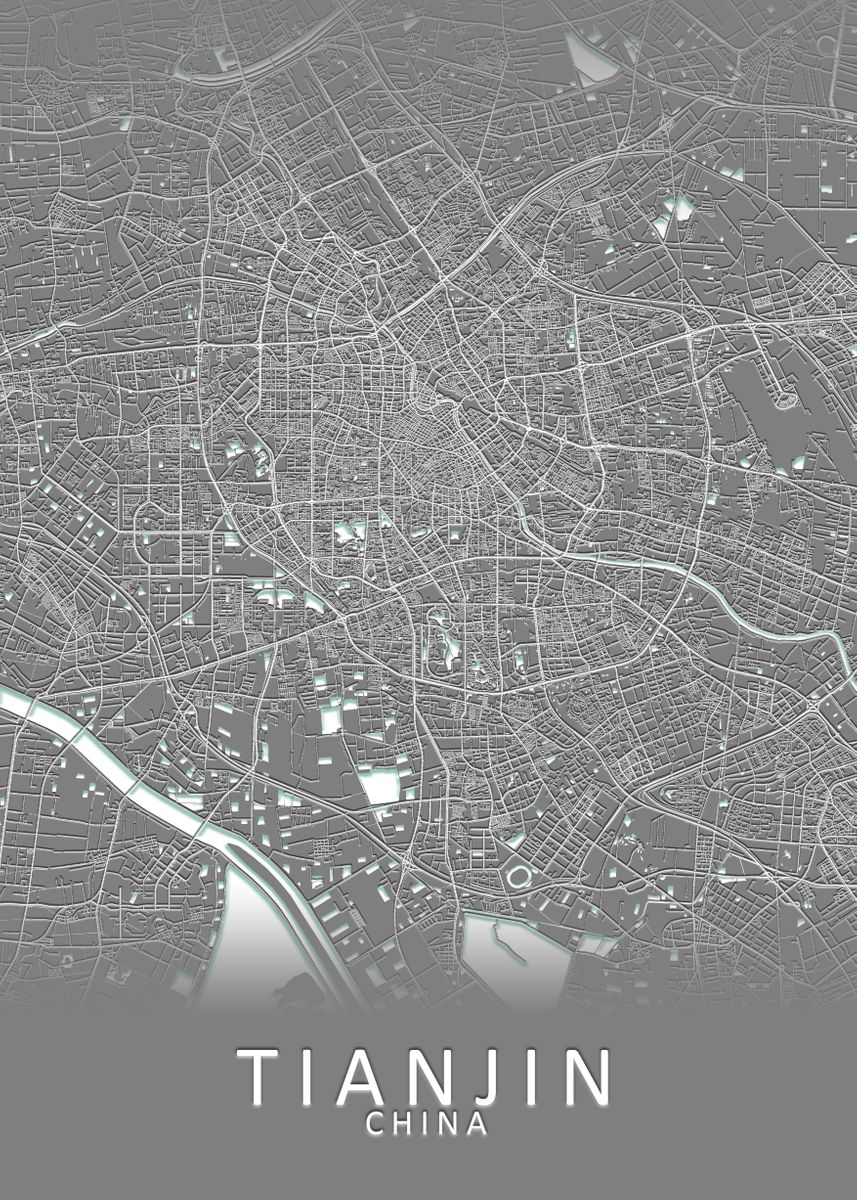 'Tianjin China City Map' Poster by City Map Art Prints | Displate