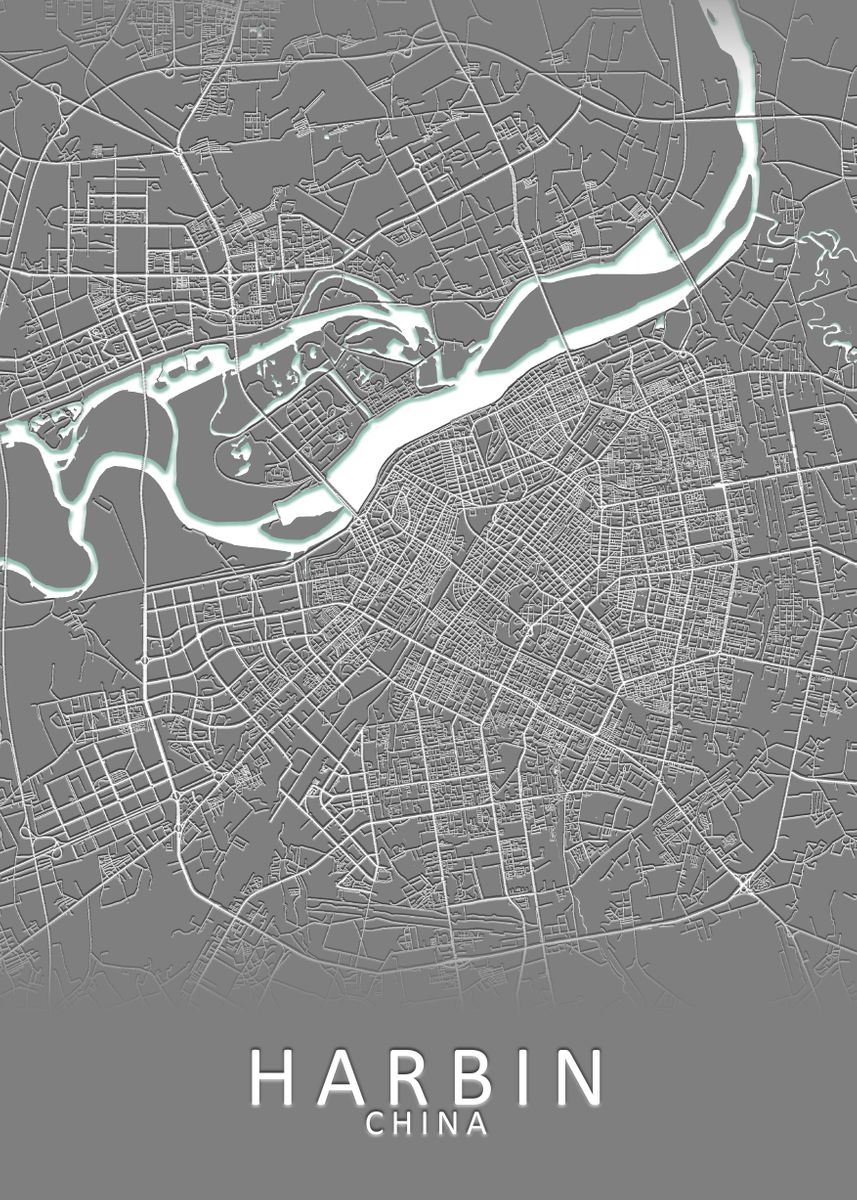 'Harbin China City Map' Poster, picture, metal print, paint by City Map ...