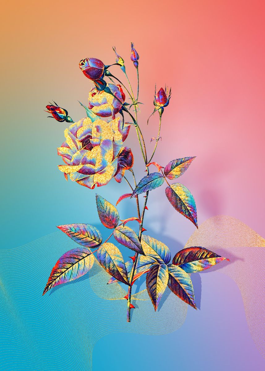 'Prismatic Pink Rose' Poster by Holy Rock Design | Displate