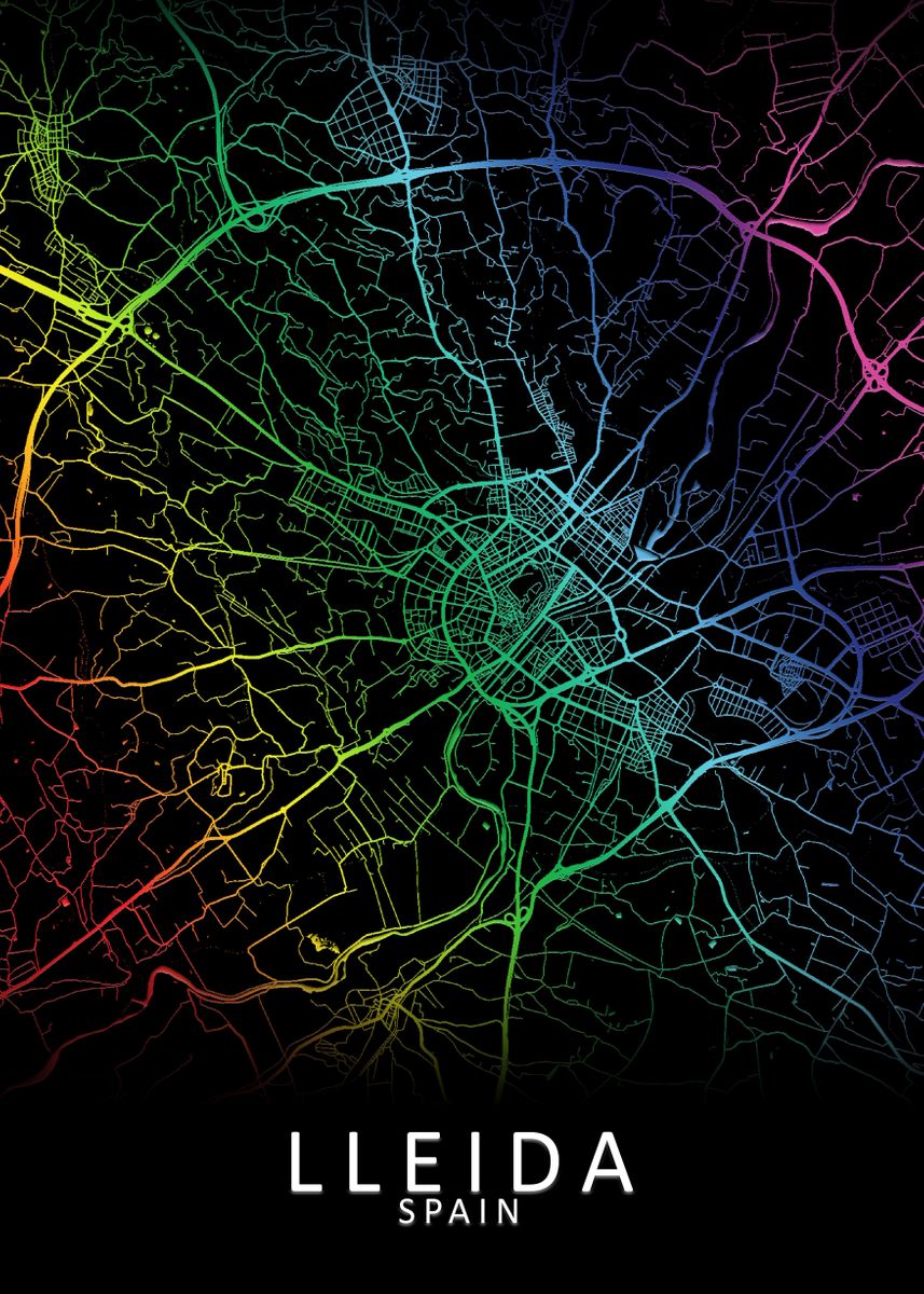 'Lleida Spain City Map' Poster, picture, metal print, paint by City Map ...