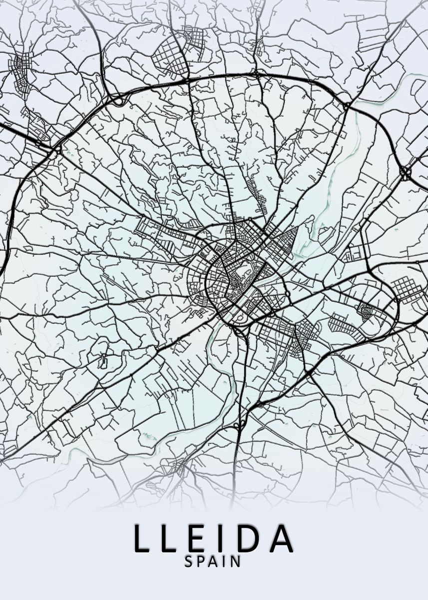 'Lleida Spain City Map' Poster, picture, metal print, paint by City Map ...