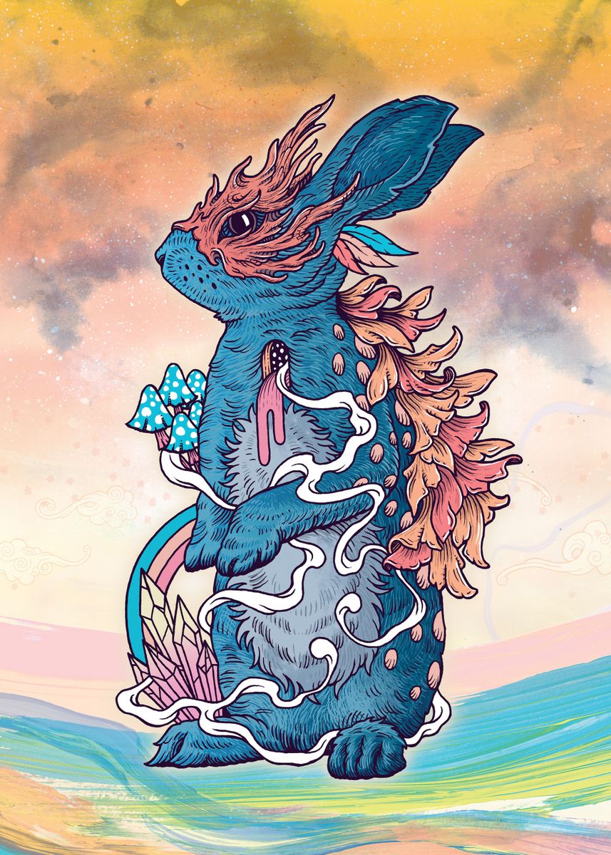 'Lucky Rabbit' Poster, picture, metal print, paint by Mat Miller | Displate