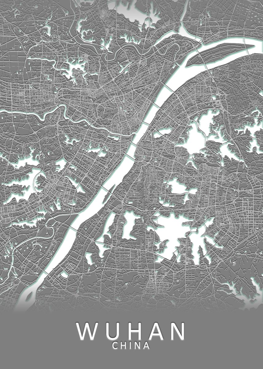 'Wuhan China City Map' Poster, picture, metal print, paint by City Map ...