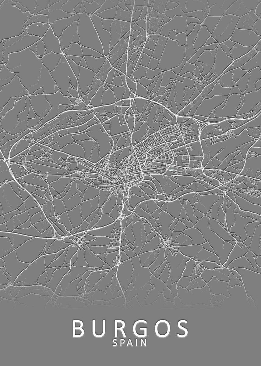 'Burgos Spain City Map' Poster, picture, metal print, paint by City Map ...