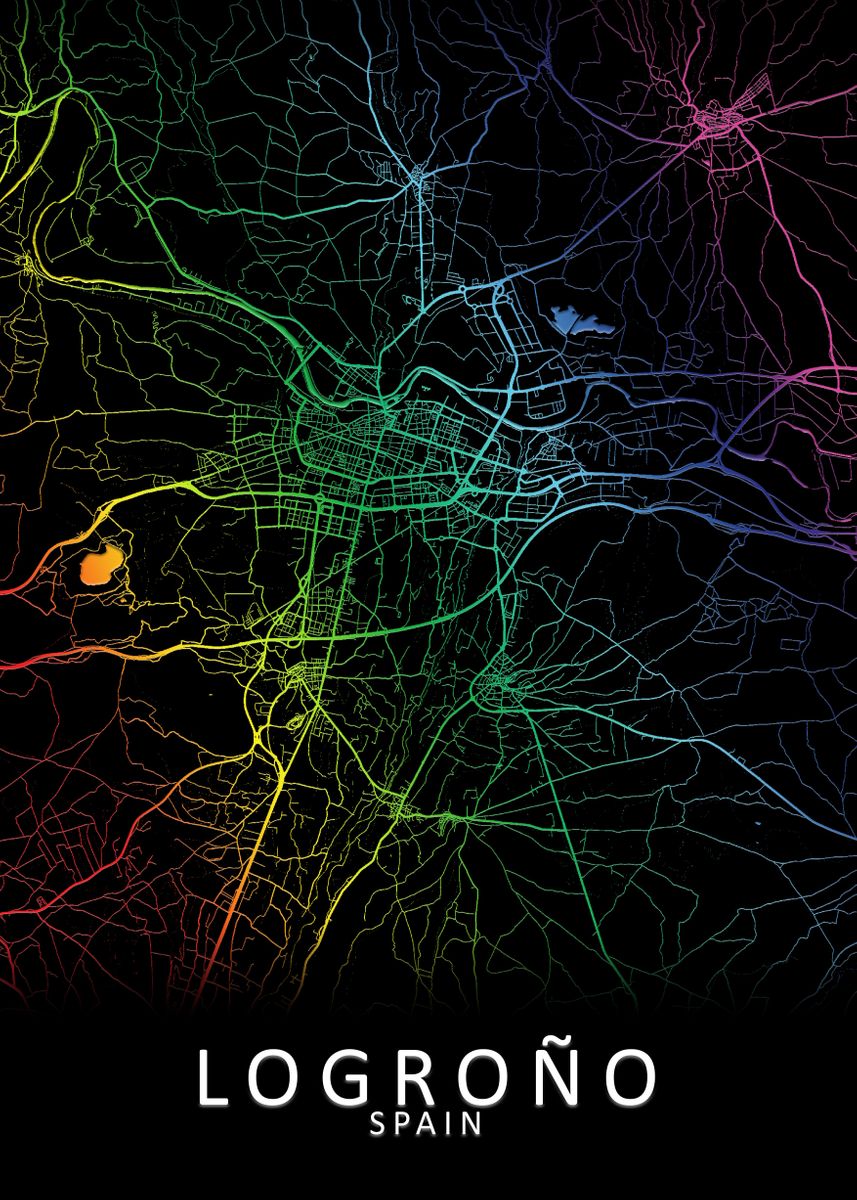 'Logrono Spain City Map' Poster, picture, metal print, paint by City ...