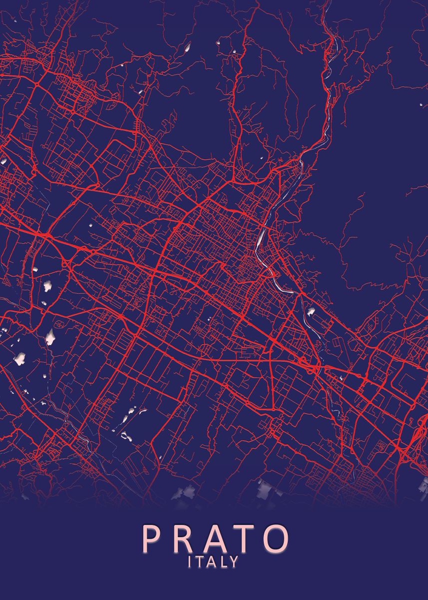 'Prato Italy City Map' Poster, picture, metal print, paint by City Map ...