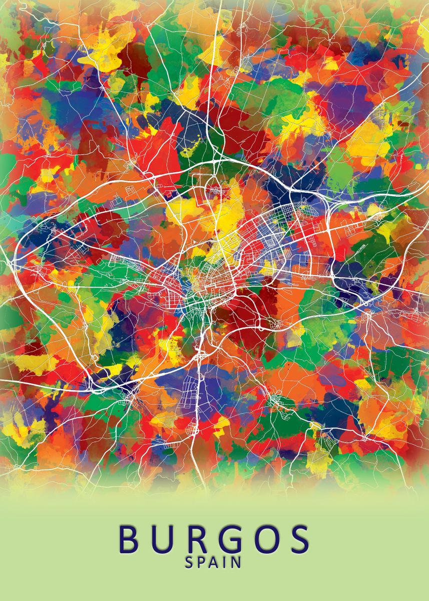 'Burgos Spain City Map' Poster, picture, metal print, paint by City Map ...