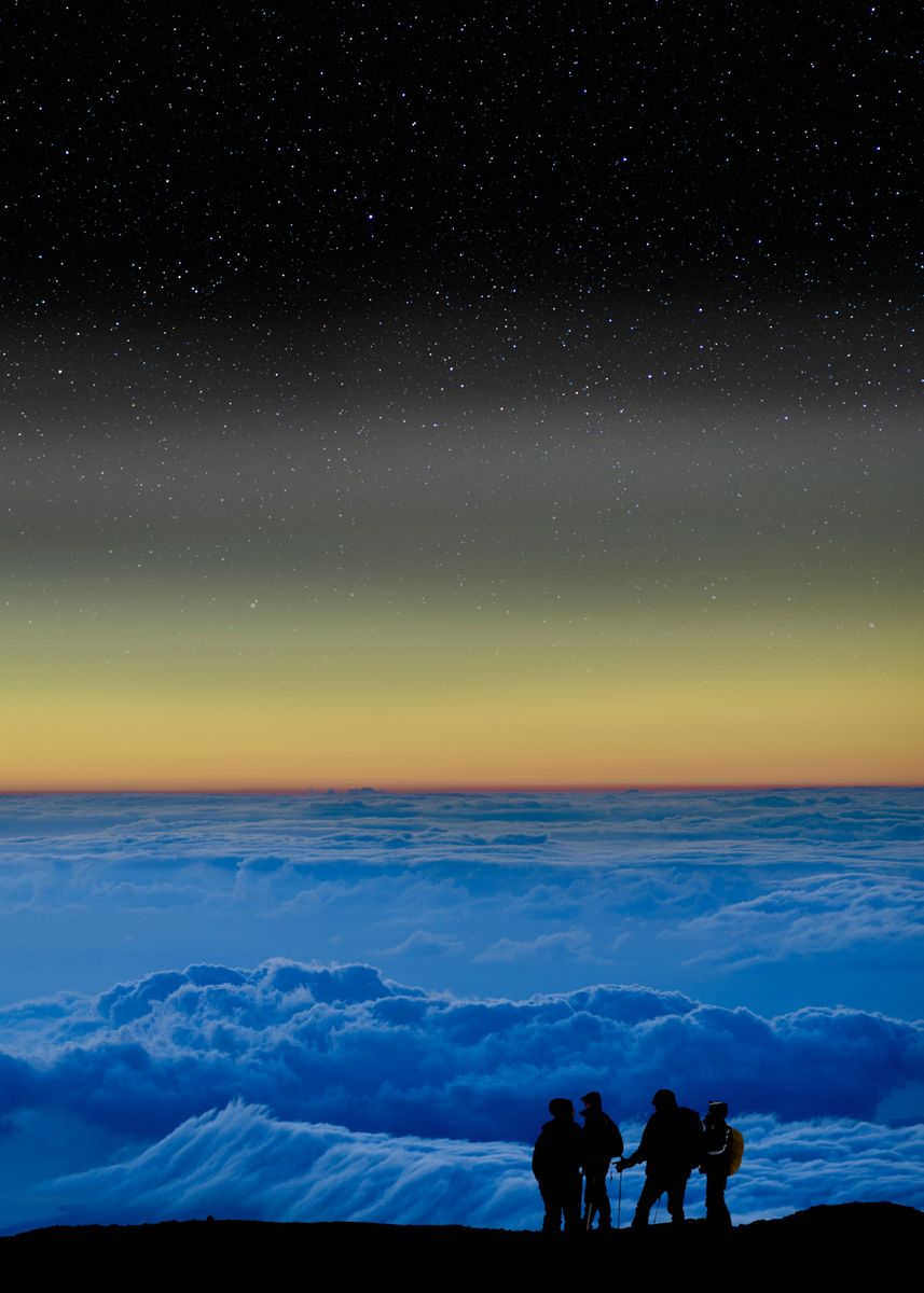 'Climbers above the cloud' Poster, picture, metal print, paint by ...