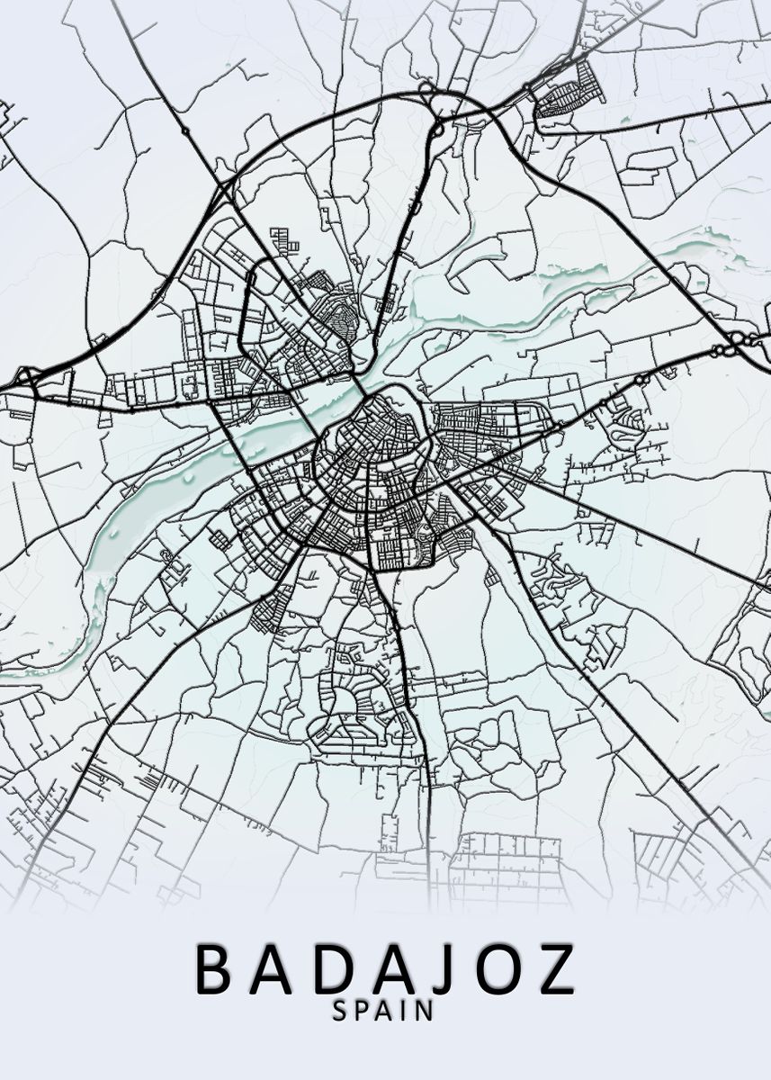 'Badajoz Spain City Map' Poster, picture, metal print, paint by City ...