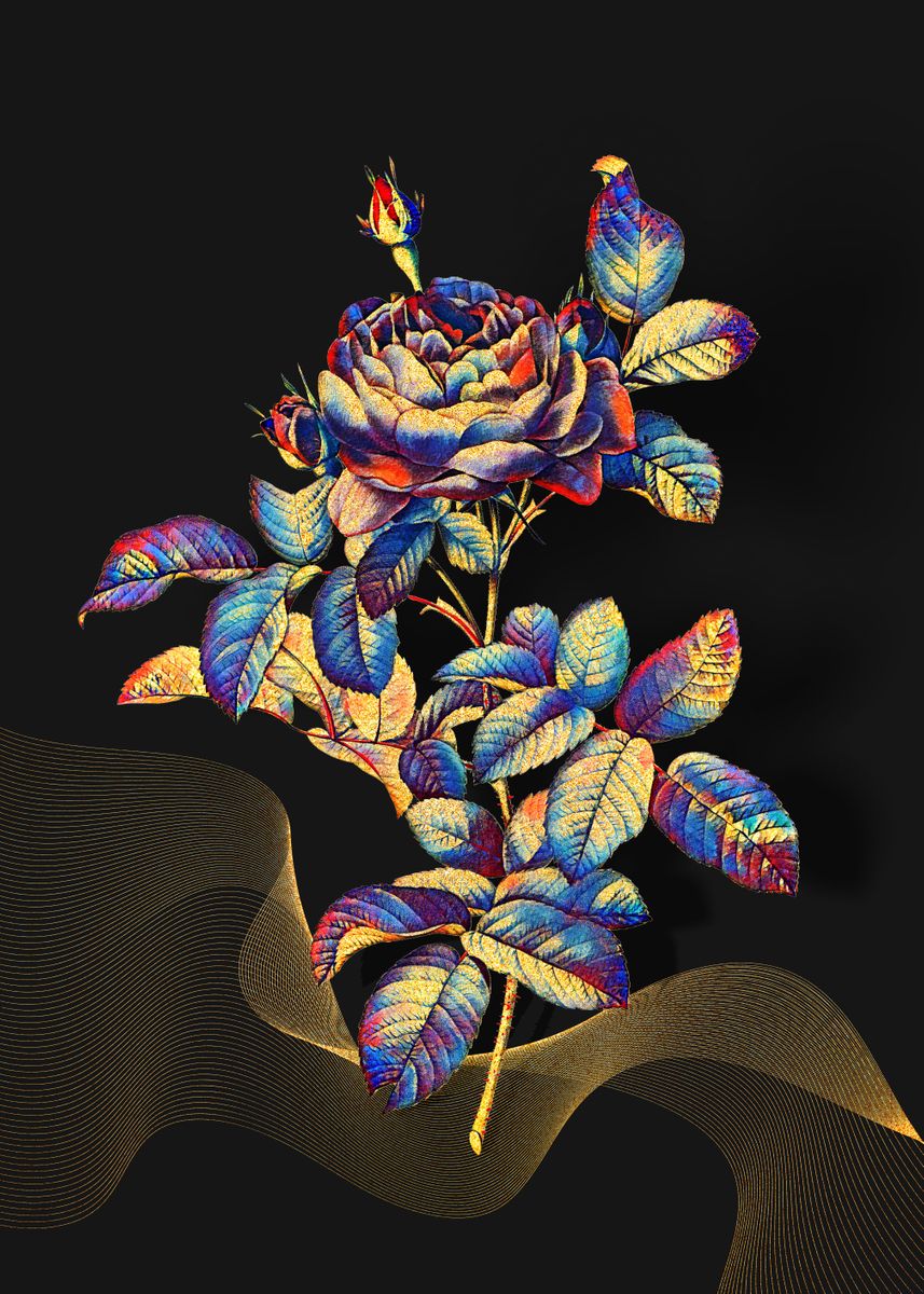 'Prismatic Gallic Rose' Poster by Holy Rock Design | Displate