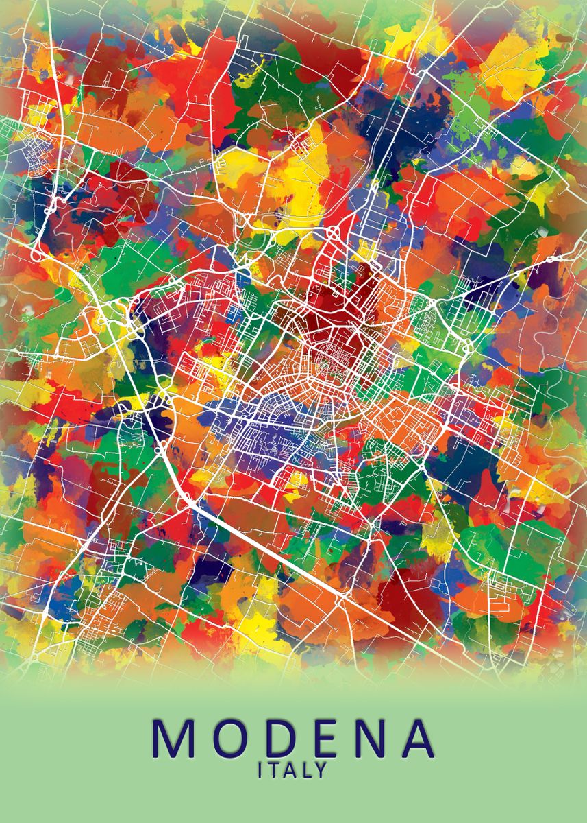 'Modena Italy City Map' Poster, picture, metal print, paint by City Map ...