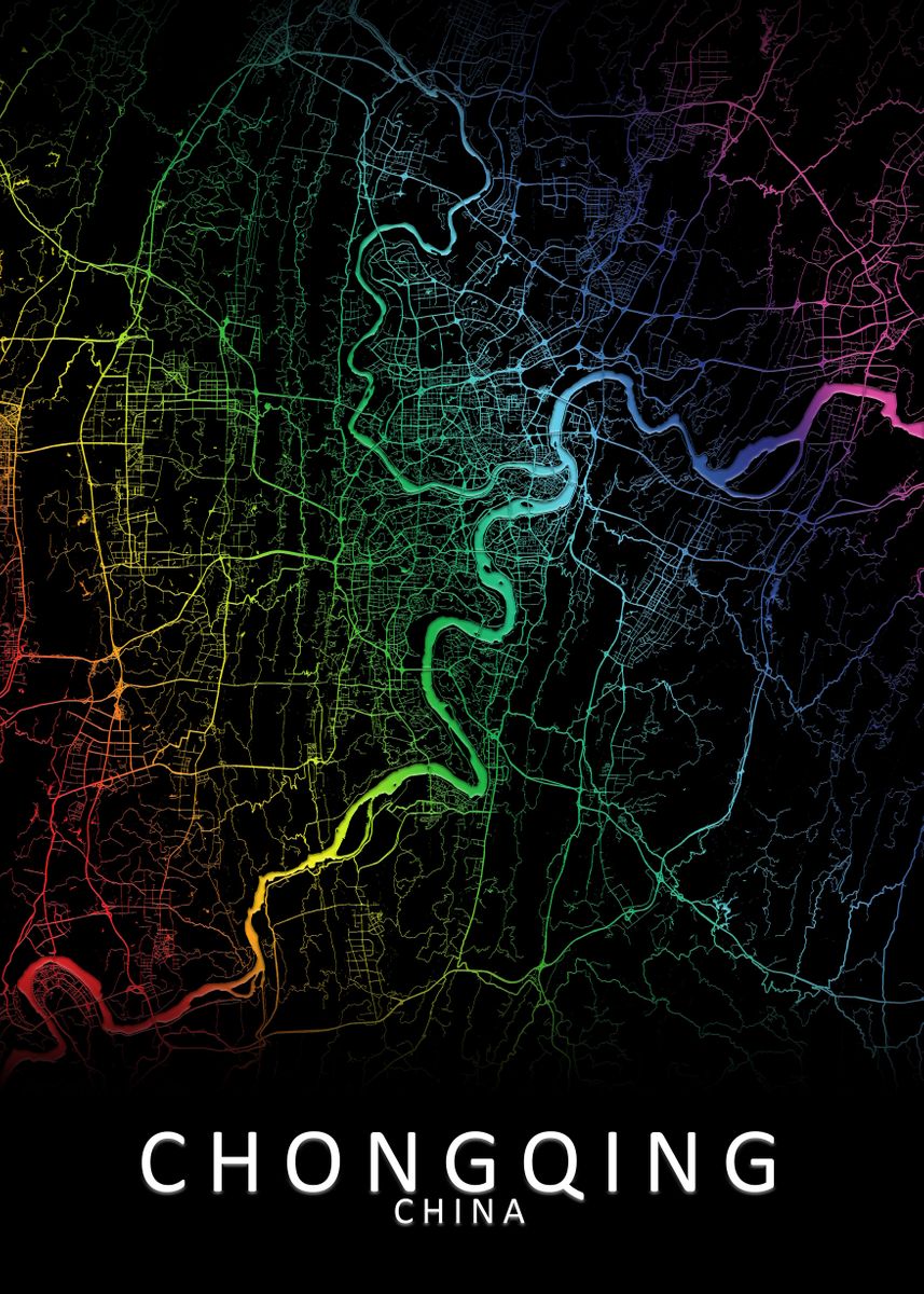 'Chongqing China City Map' Poster by City Map Art Prints | Displate