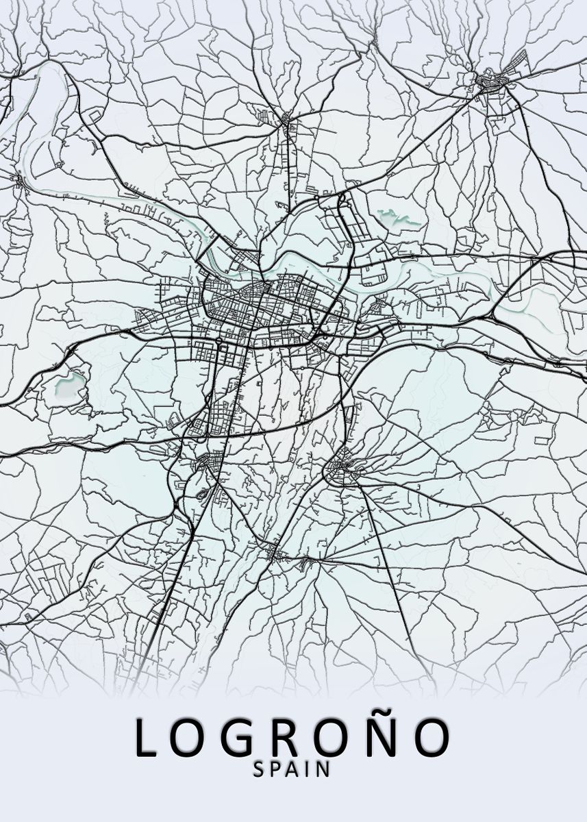 'Logrono Spain City Map' Poster, picture, metal print, paint by City ...