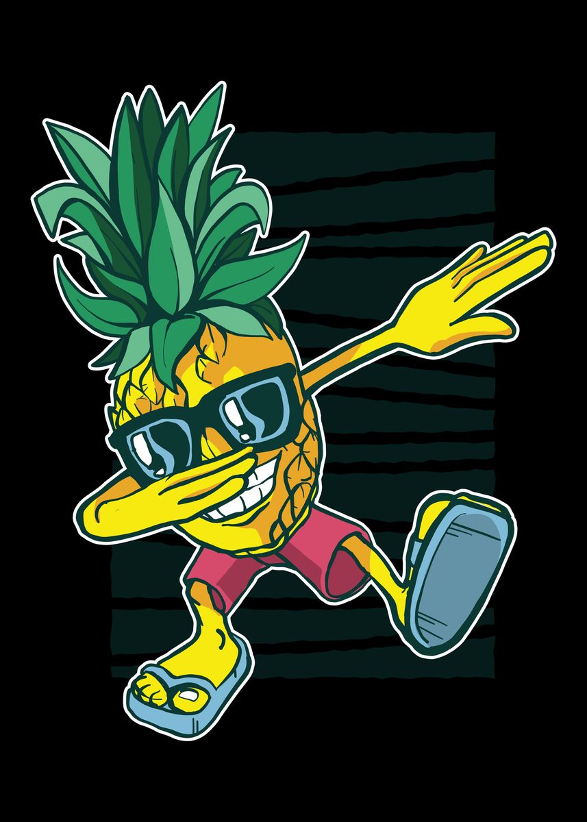 'Dabbing Pineapple' Poster, picture, metal print, paint by Wonderful ...