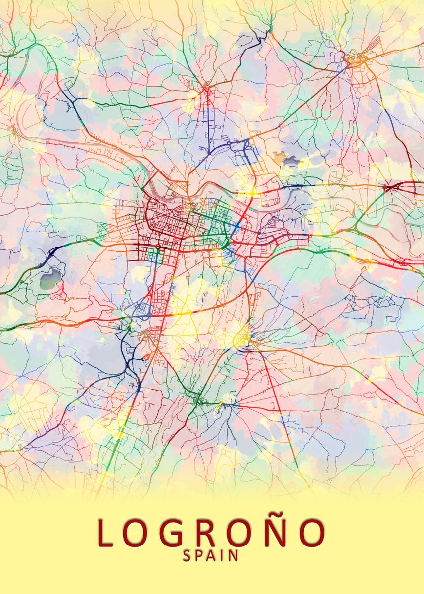 'Logrono Spain City Map' Poster, picture, metal print, paint by City ...