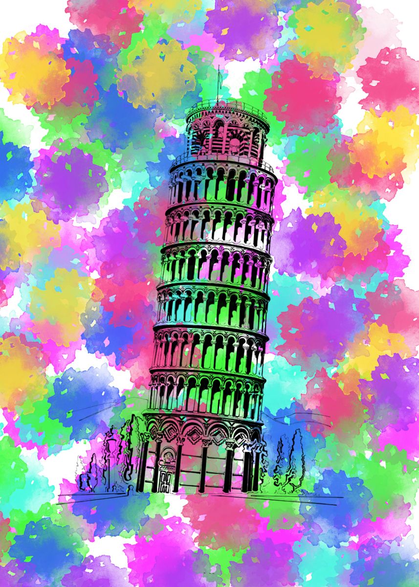 'pissa tower' Poster, picture, metal print, paint by david rodriguez ...