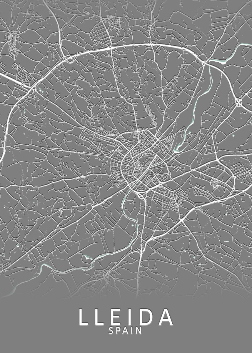 'Lleida Spain City Map' Poster, picture, metal print, paint by City Map ...