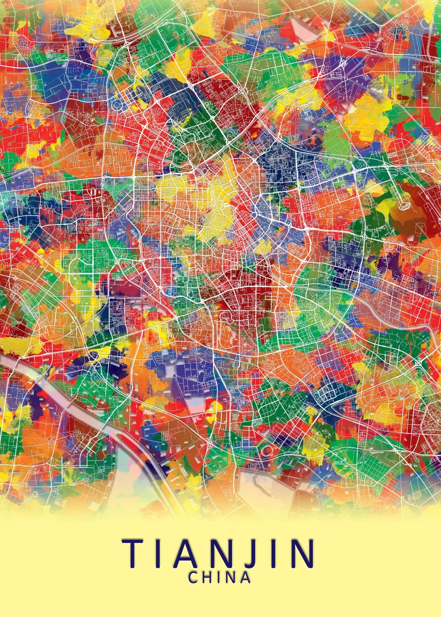 'Tianjin China City Map' Poster, picture, metal print, paint by City ...