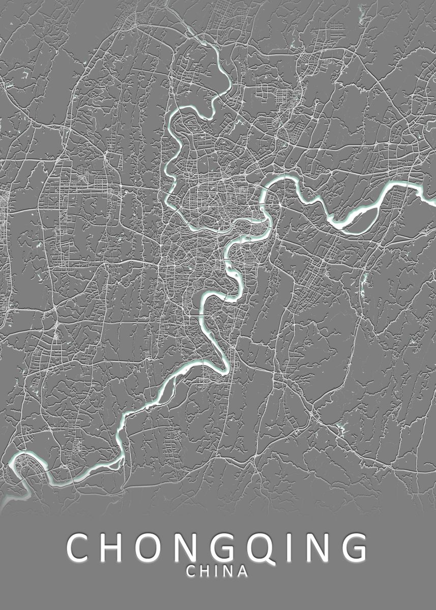 'Chongqing China City Map' Poster, picture, metal print, paint by City ...