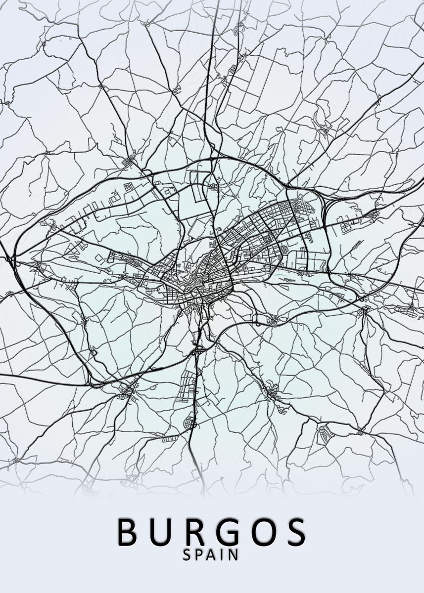 'Burgos Spain City Map' Poster, picture, metal print, paint by City Map ...