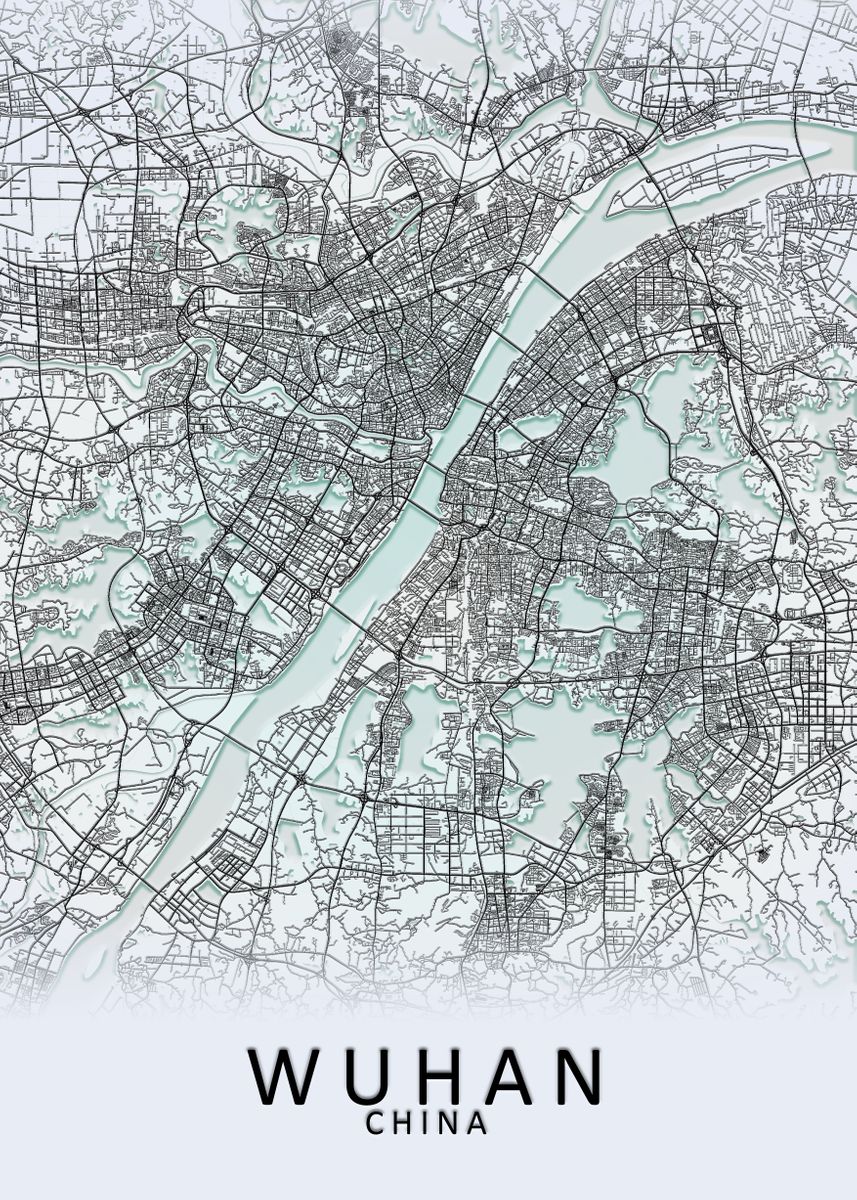 'Wuhan China City Map' Poster, picture, metal print, paint by City Map ...